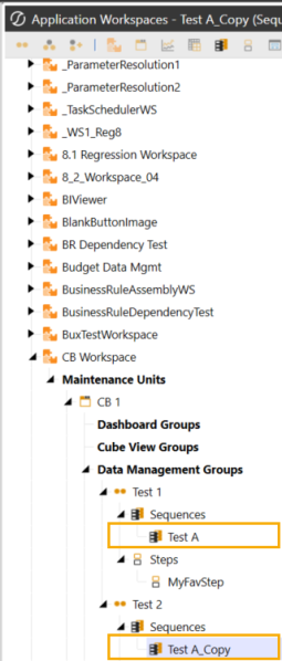 Build Data Management Sequences and Steps in Workspaces